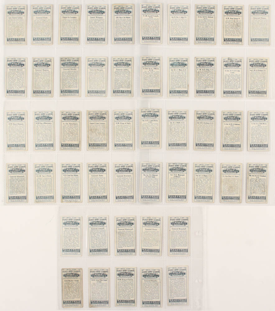 Complete Set of (50) 1917 Will's "Allied Army Leaders" Cards | Pristine ...