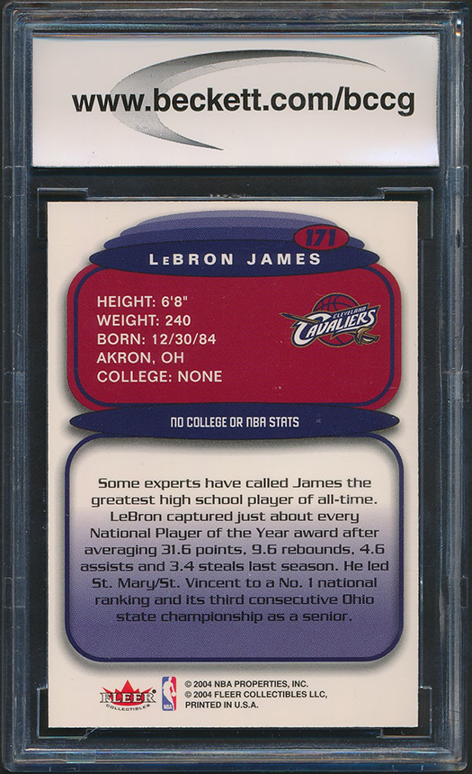 LeBron James 2004 Ultra Hummer H2 #171 RC (BCCG 10) | Pristine Auction