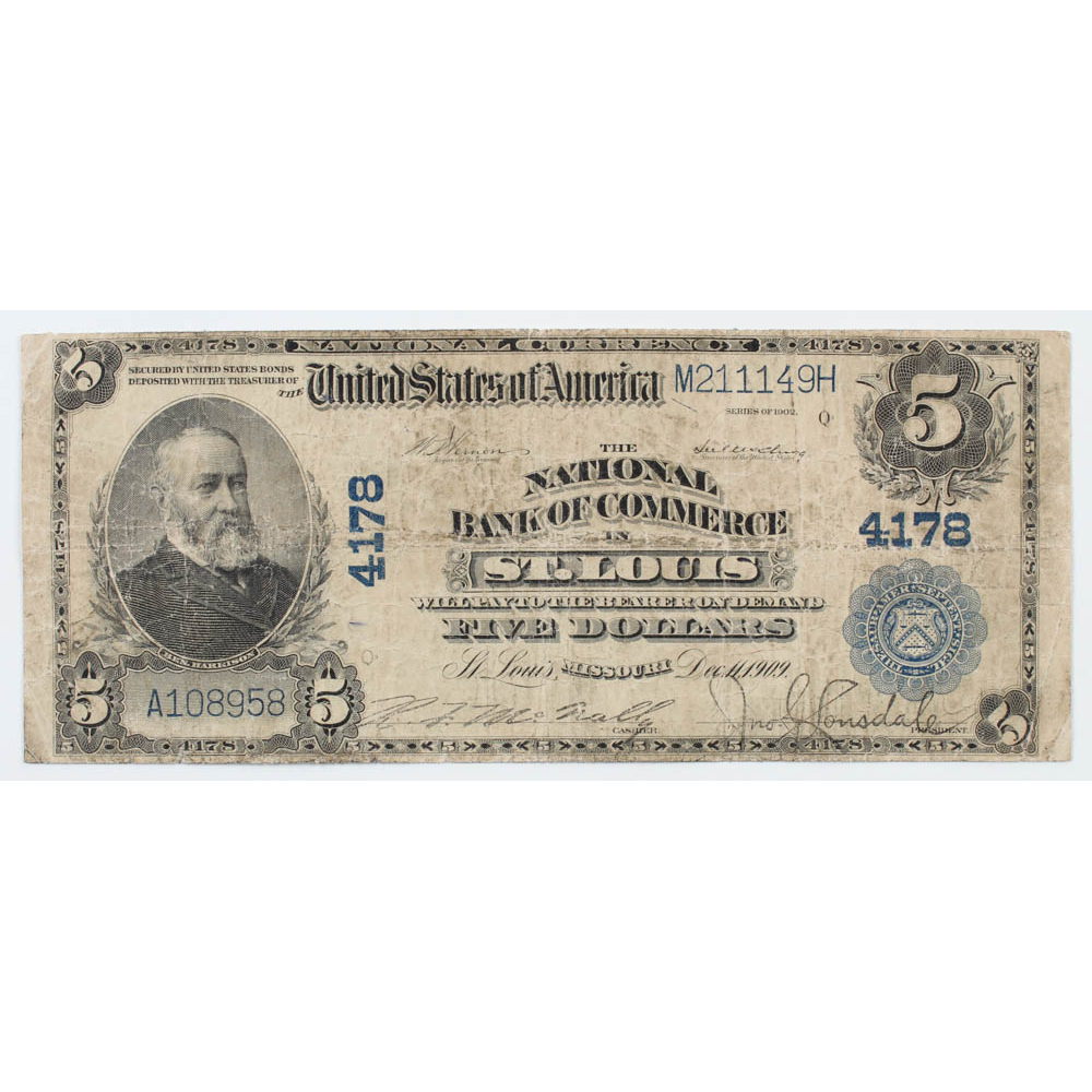 1902 5 Five Dollar U S National Currency Large Size Bank Note The 1902-5-five-dollar-u-s-national-currency-large-size-bank-note-the