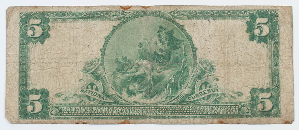 1902 $5 Five-Dollar U.S. National Currency Large-Size Bank Note ...