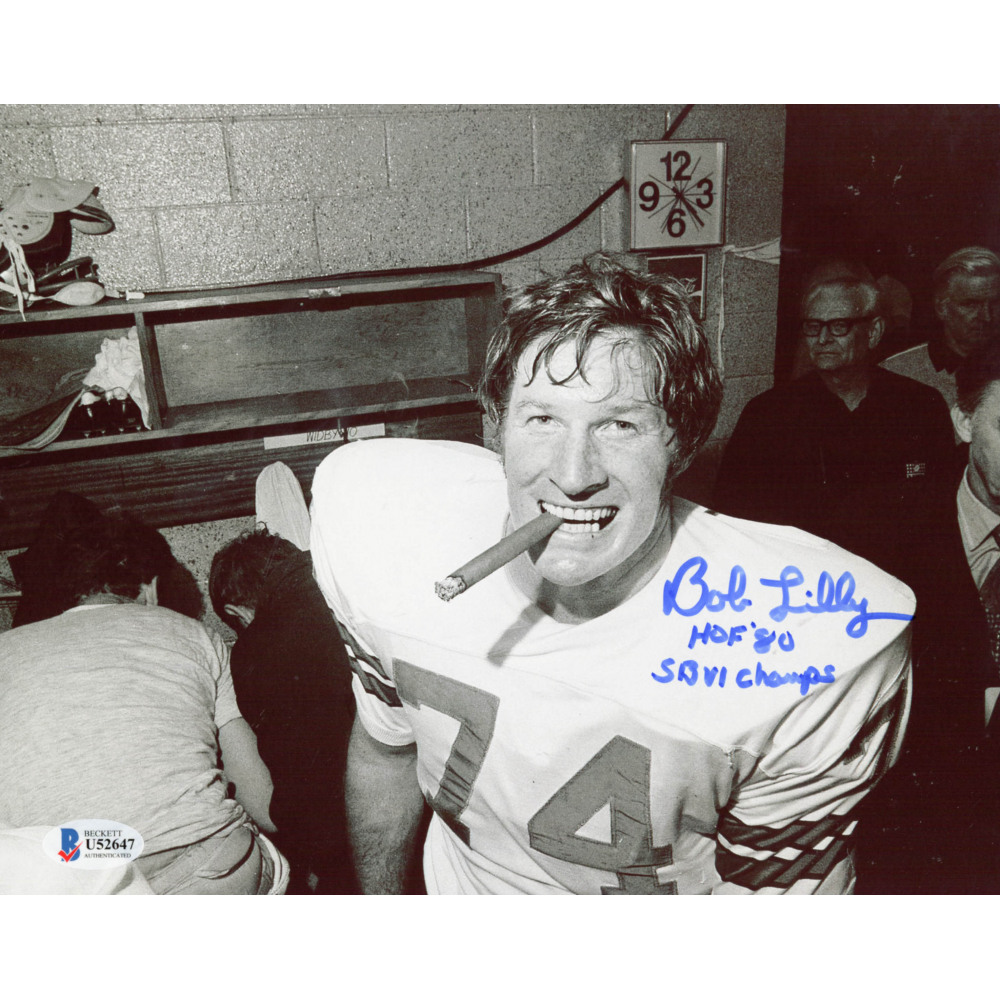 Bob Lilly Signed Cowboys 8x10 Photo Inscribed "HOF 80" & "SBVI Champs ...