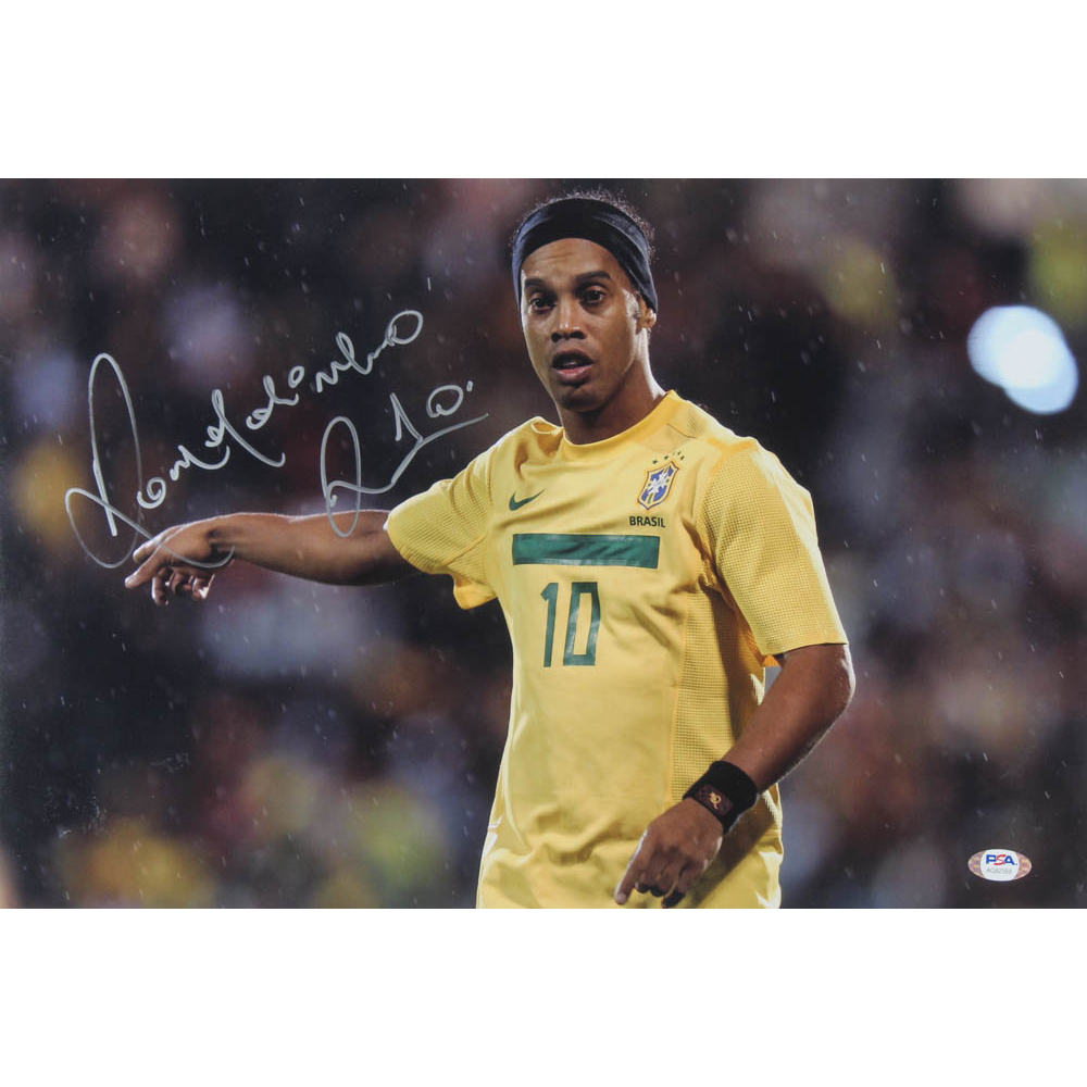 Ronaldinho Signed Brazil 12x18 Photo (PSA COA) | Pristine Auction