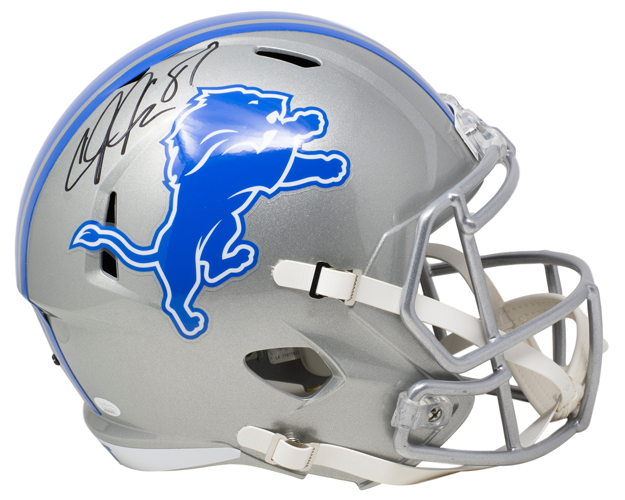 Calvin Johnson Signed Lions Full-Size Speed Helmet with Display Case ...
