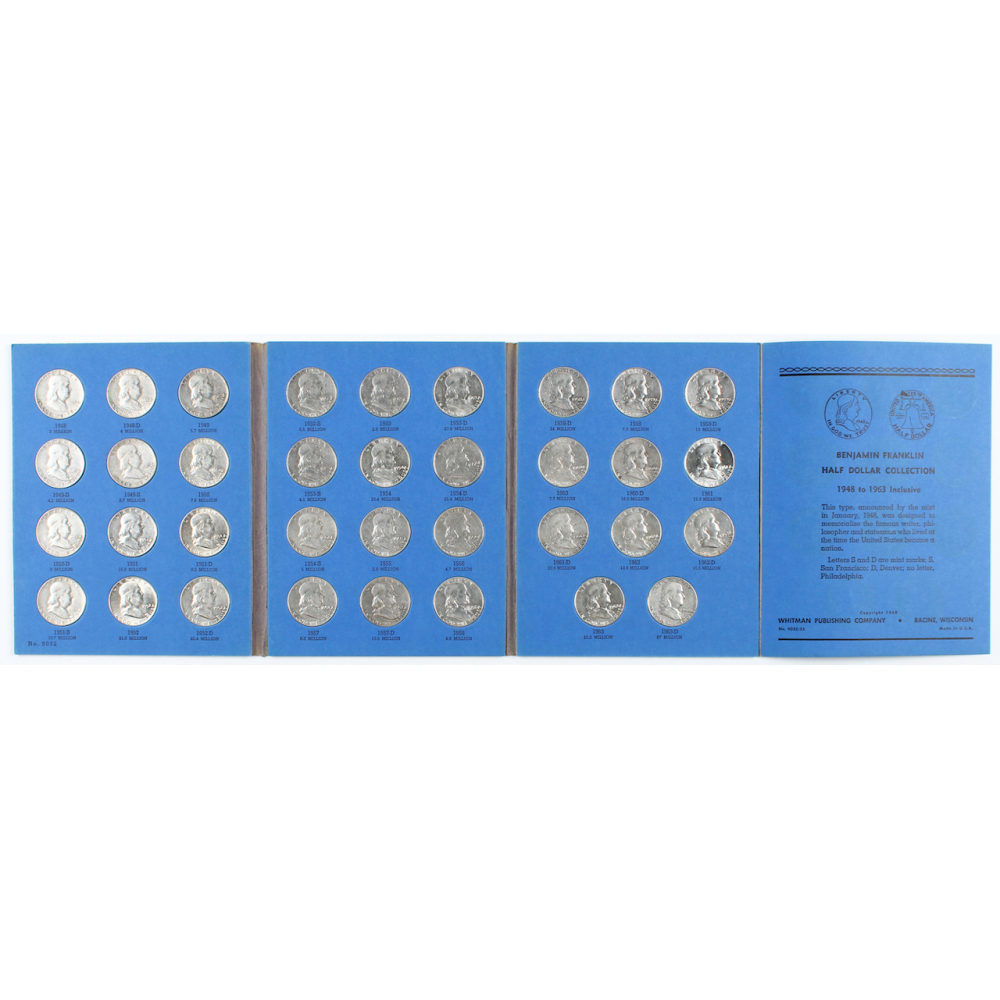 Complete Benjamin Franklin Silver Half-Dollars Collection of (35) Coins ...