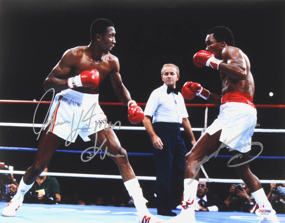 Thomas "Hitman" Hearns & Sugar Ray Leonard Signed 11x14 Photo (PSA COA ...