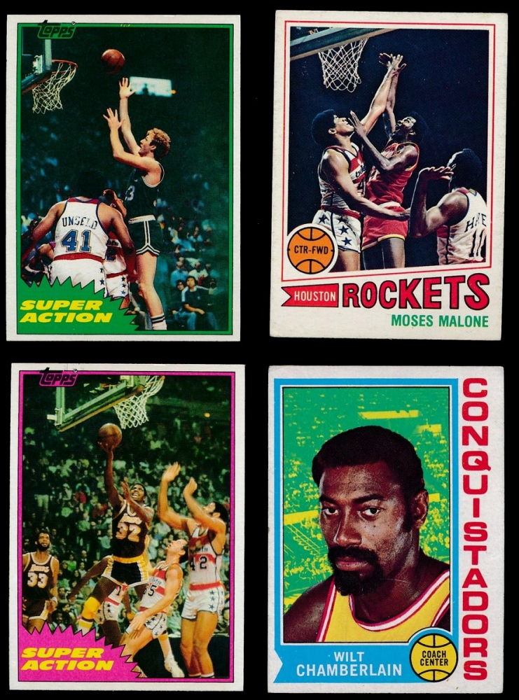 Lot of (5) Vintage Basketball Cards with Wilt Chamberlain, Magic ...
