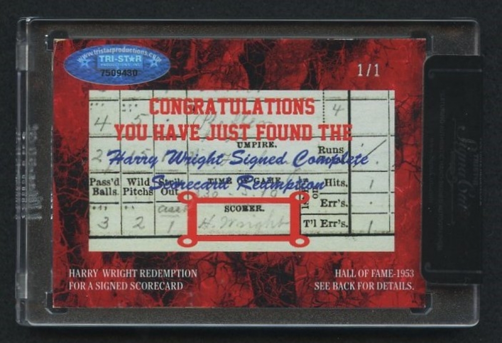 Harry Wright Signed Vintage Scorecard Redemption Card from TriStar 2013 ...