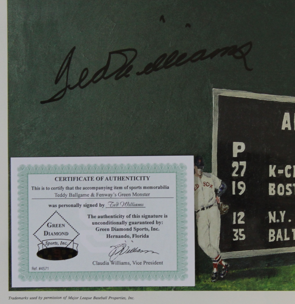 Ted Williams Signed 18x22 "Teddy Ballgame" Framed LE Lithograph #3030/ ...