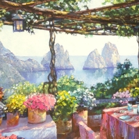 Howard Behrens Signed "Table for Two - Capri" Limited Edition 27" x 20 ...