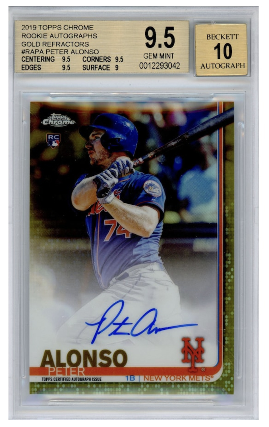 Peter Alonso 2019 Topps Chrome Rookie Autographs Gold Refractors #RAPA RC (BGS 9.5) | Pristine ...