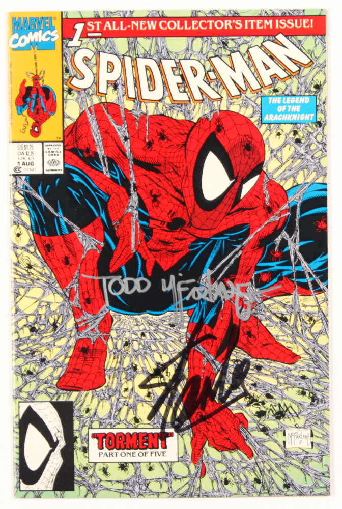 Stan Lee & Todd McFarlane Signed 1990 "Spider-Man" Issue #1 Marvel Comic Book (JSA ALOA ...