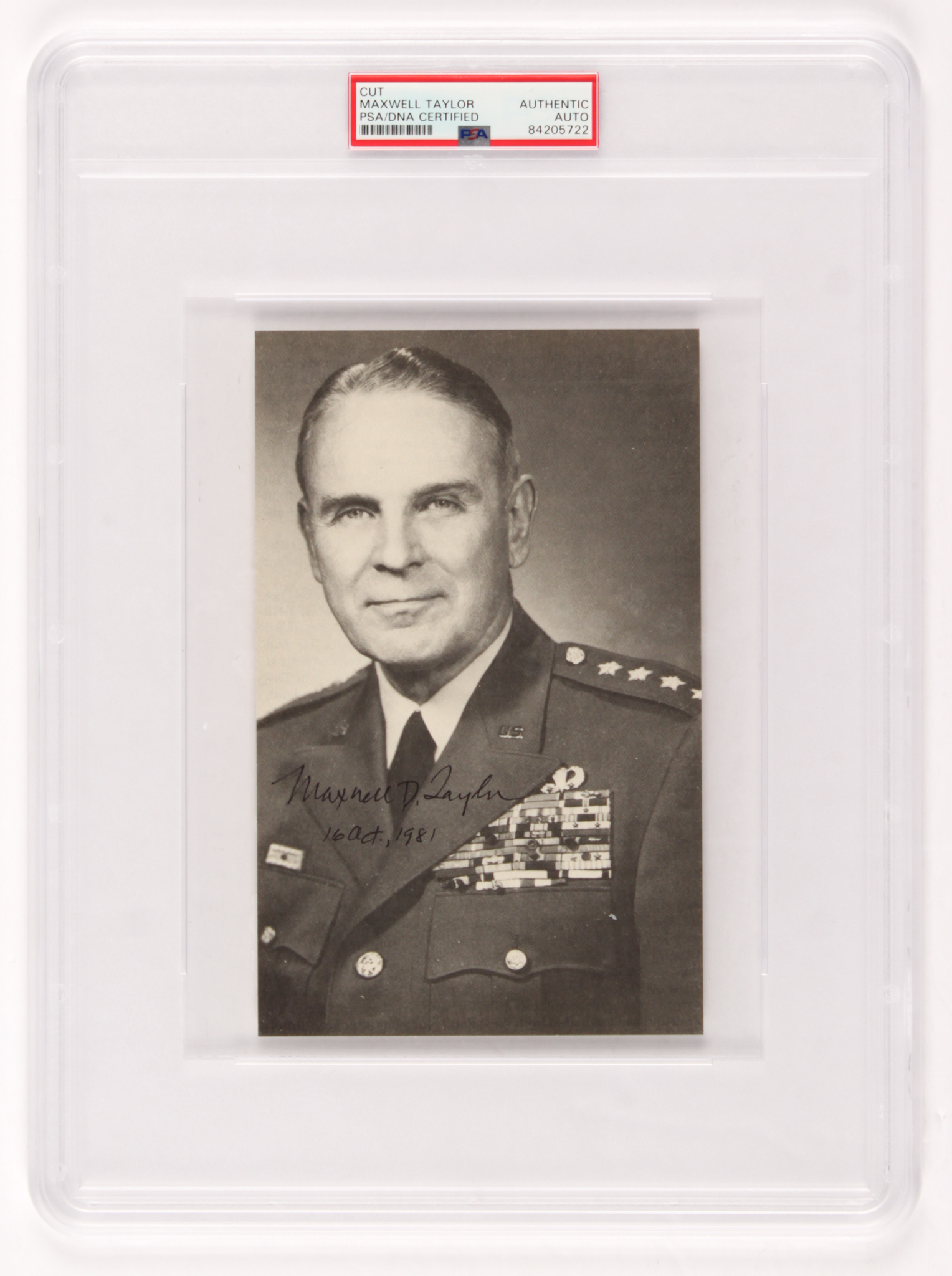 Maxwell D. Taylor Signed 5x8 Photo Inscribed "16 Oct, 1981" (PSA ...