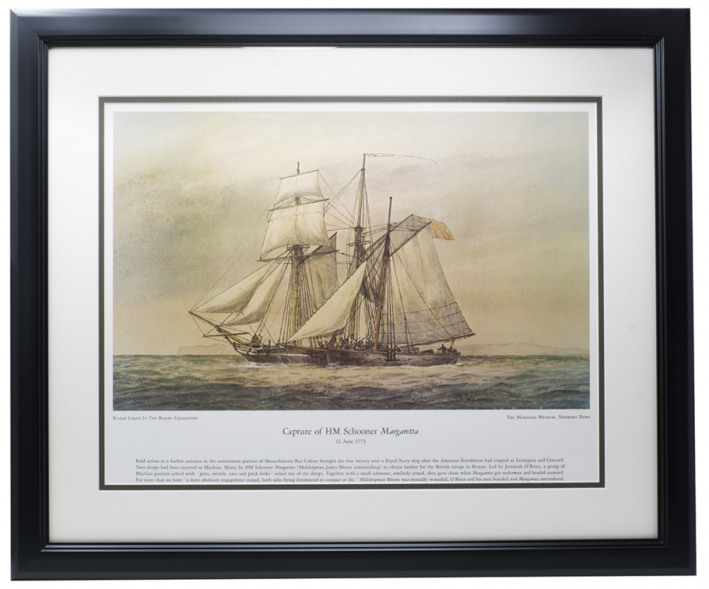 "Capture of HM Schooner Margaretta" 22x27 Custom Framed Photo | Barnebys