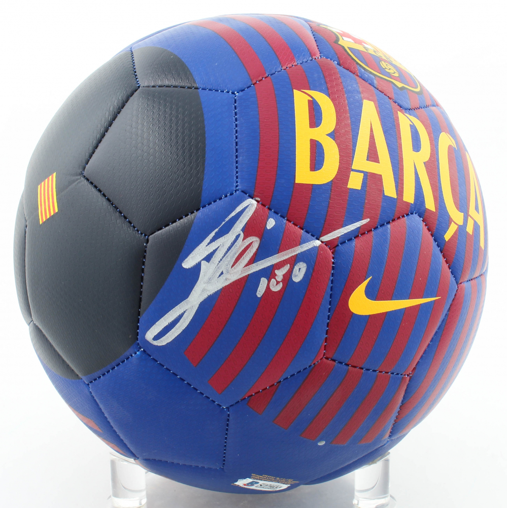 Lionel Messi Signed FC Barcelona Soccer Ball Inscribed "Leo" (Beckett ...