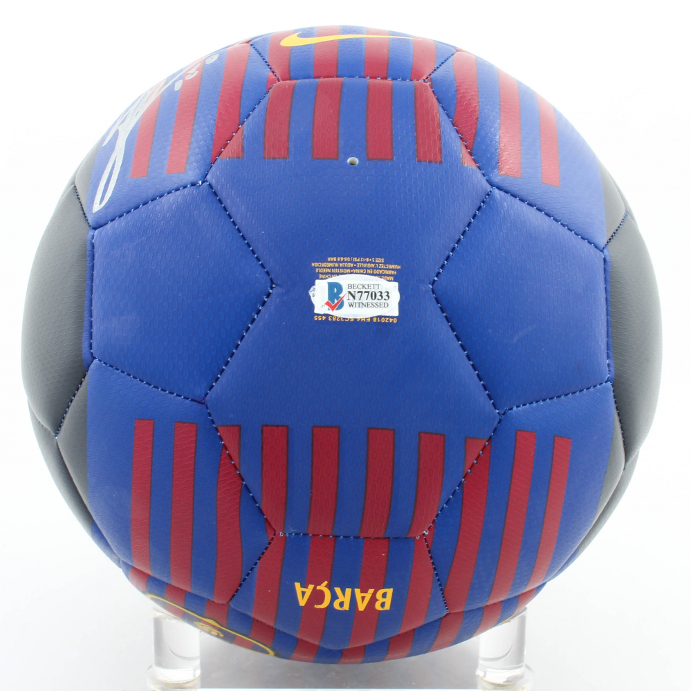 Lionel Messi Signed FC Barcelona Soccer Ball Inscribed "Leo" (Beckett ...