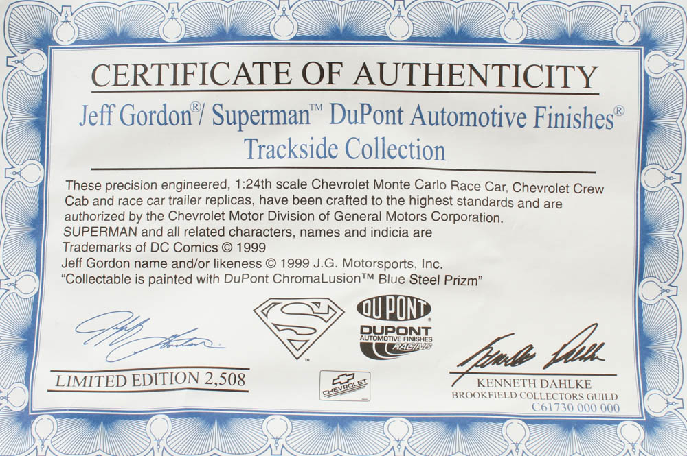Jeff Gordon LE Superman / Du Pont 1999 Monte Carlo Race Car ...