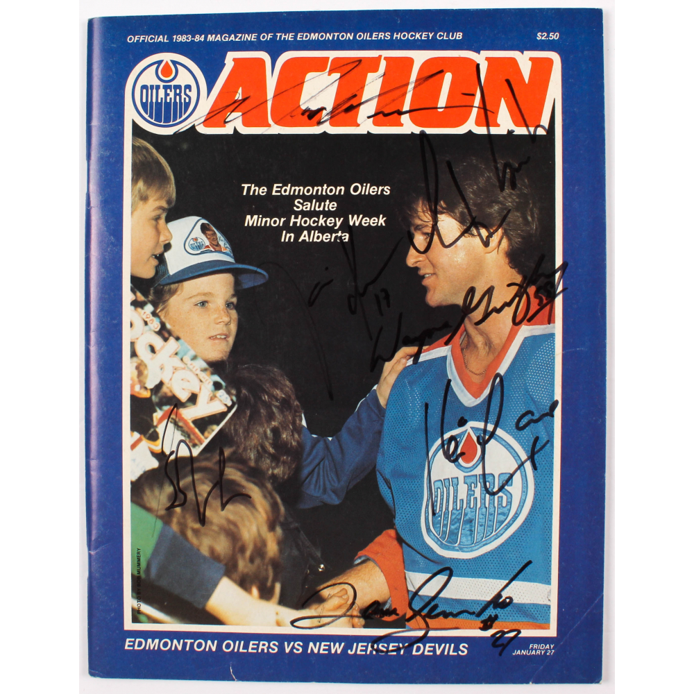 1983-84 Oilers Action Hockey Club Magazine Signed By (7) With Wayne ...