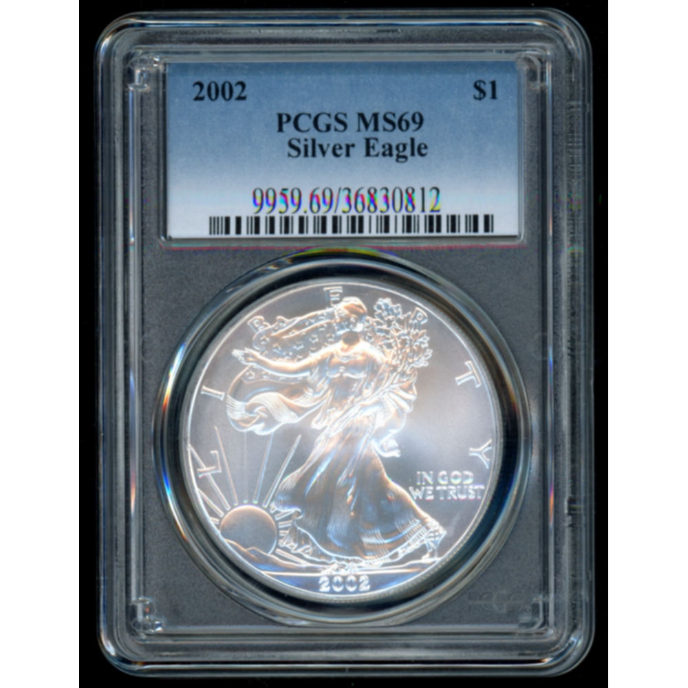 2002 American Silver Eagle $1 One Dollar Coin (PCGS MS69) | Pristine ...