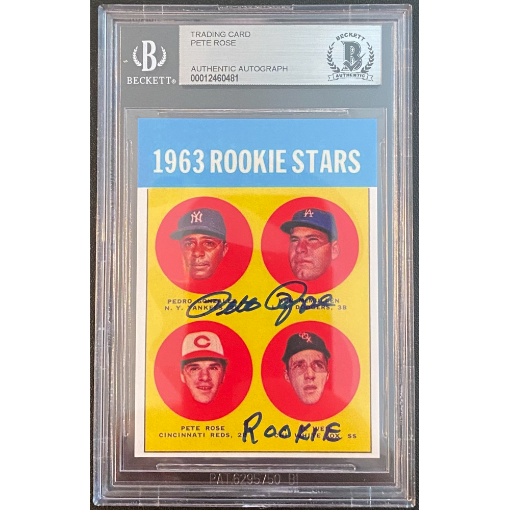 Pete Rose Signed Rookie Reprint Card Inscribed "Rookie" (BGS ...