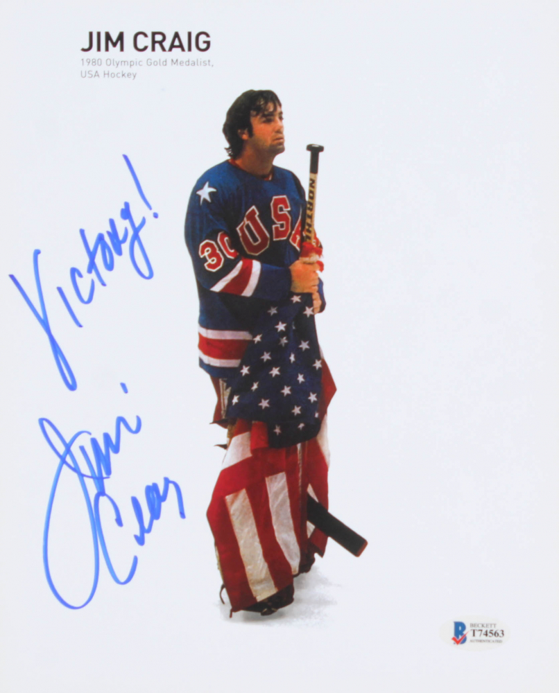 Jim Craig Signed Team USA 8x10 Photo Inscribed "Victory!" (Beckett COA ...