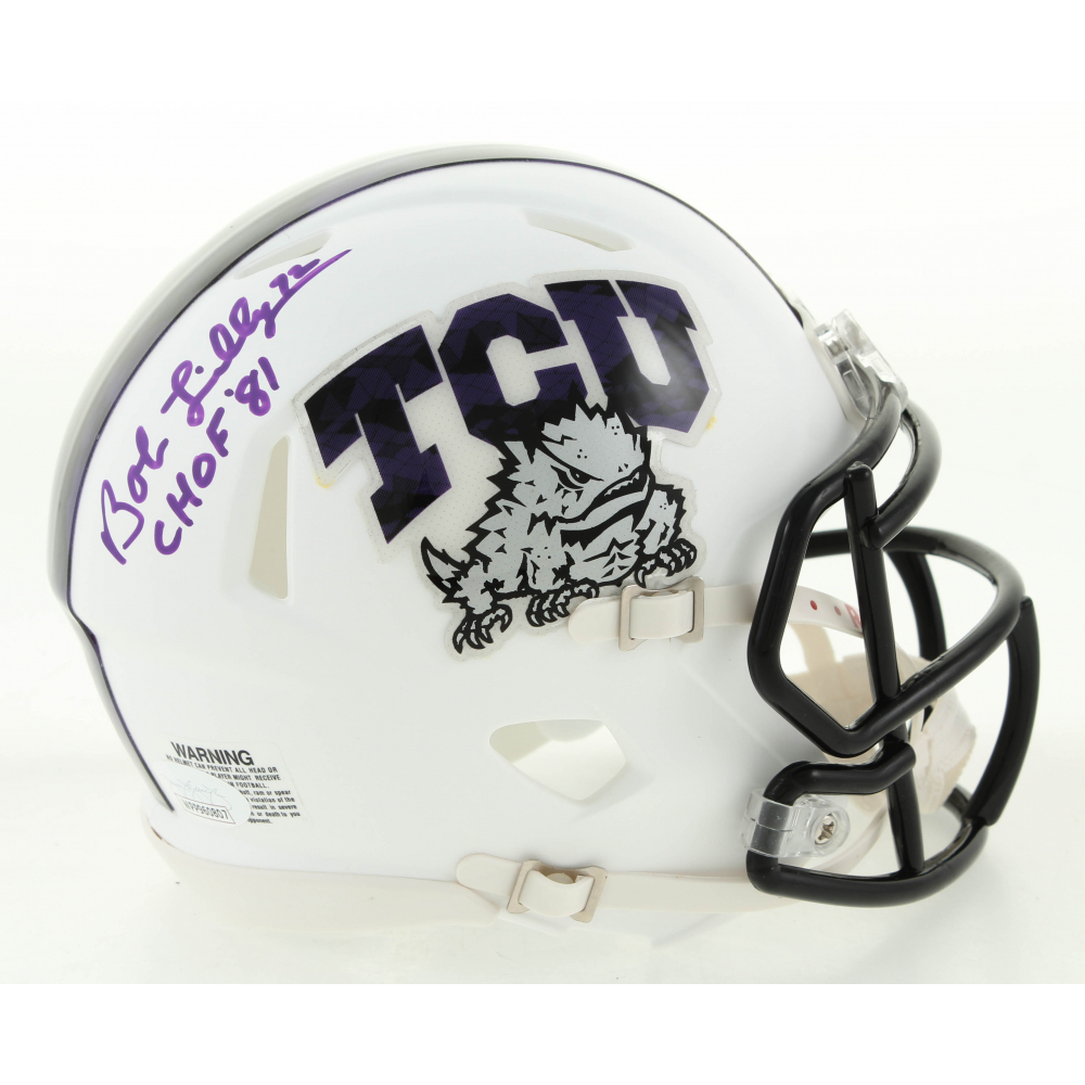 Bob Lilly Signed TCU Horned Frogs Matte White Speed Mini Helmet ...