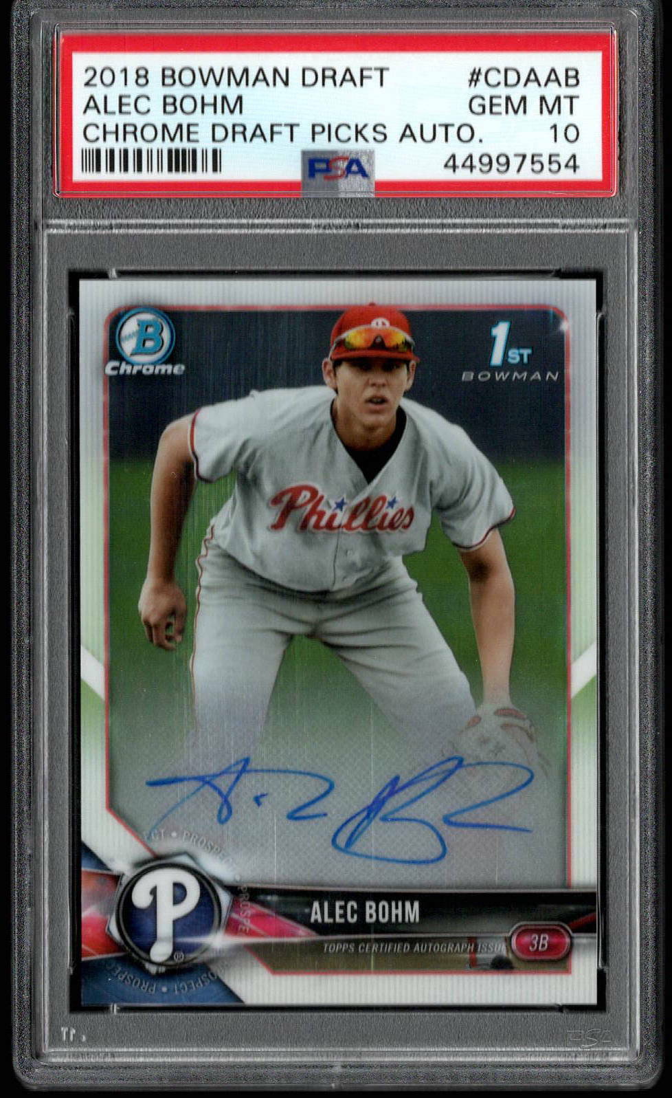 Alec Bohm 2018 Bowman Chrome Draft Autographs #CDAAB (PSA 10 ...
