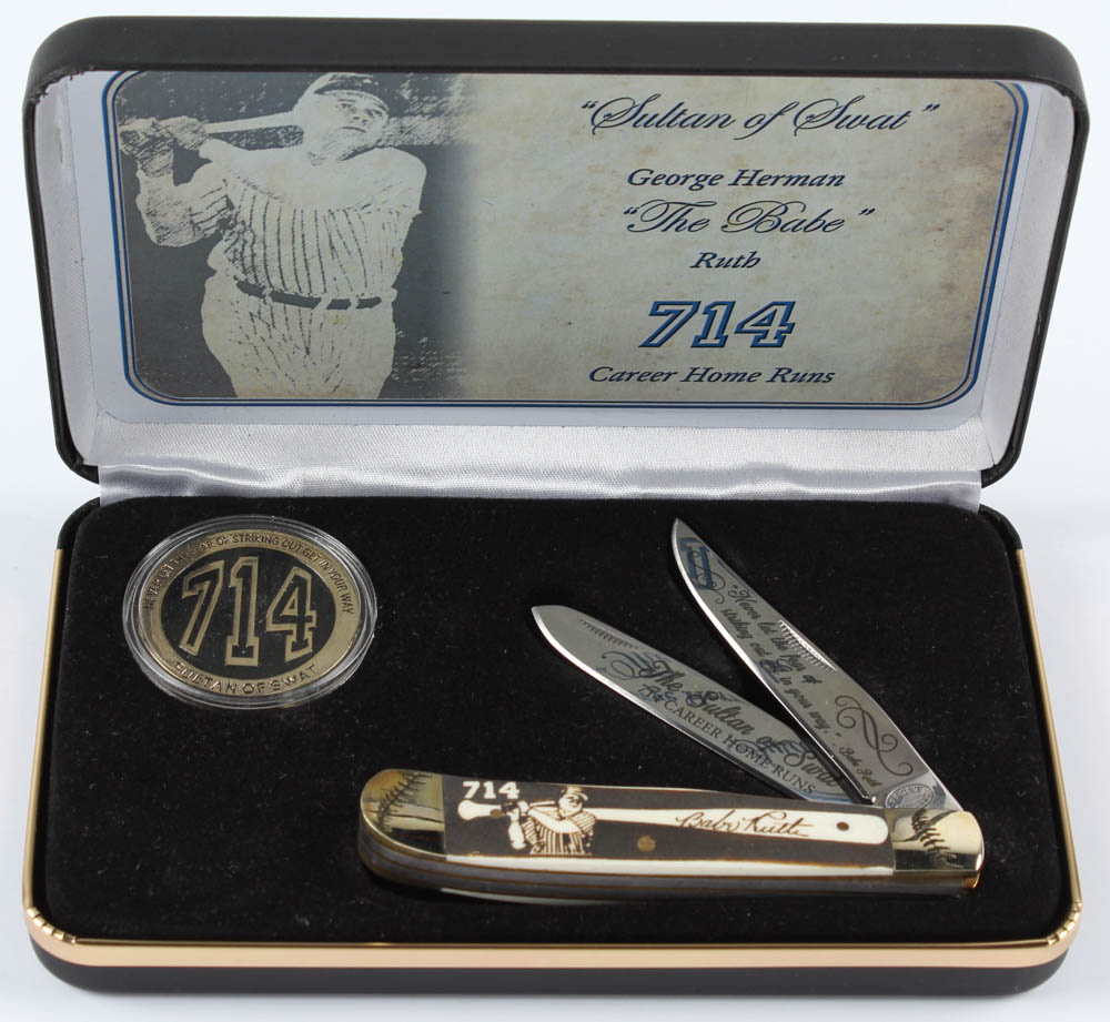 Vintage Babe Ruth "714 Career Home Runs" Pocket Knife Display with Coin ...