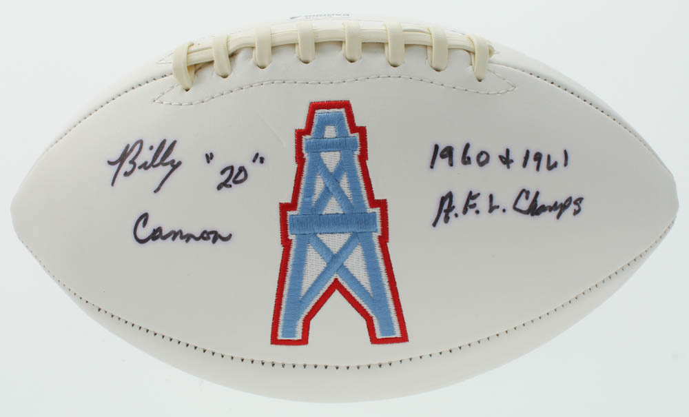 Billy Cannon Signed Oilers Logo Football Inscribed "1960 & 1961 A.F.L ...