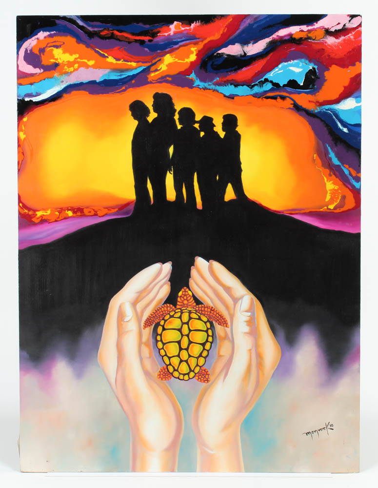Hector Monroy "The Turtles" 24x32 Original Oil Painting on Masonite (PA ...