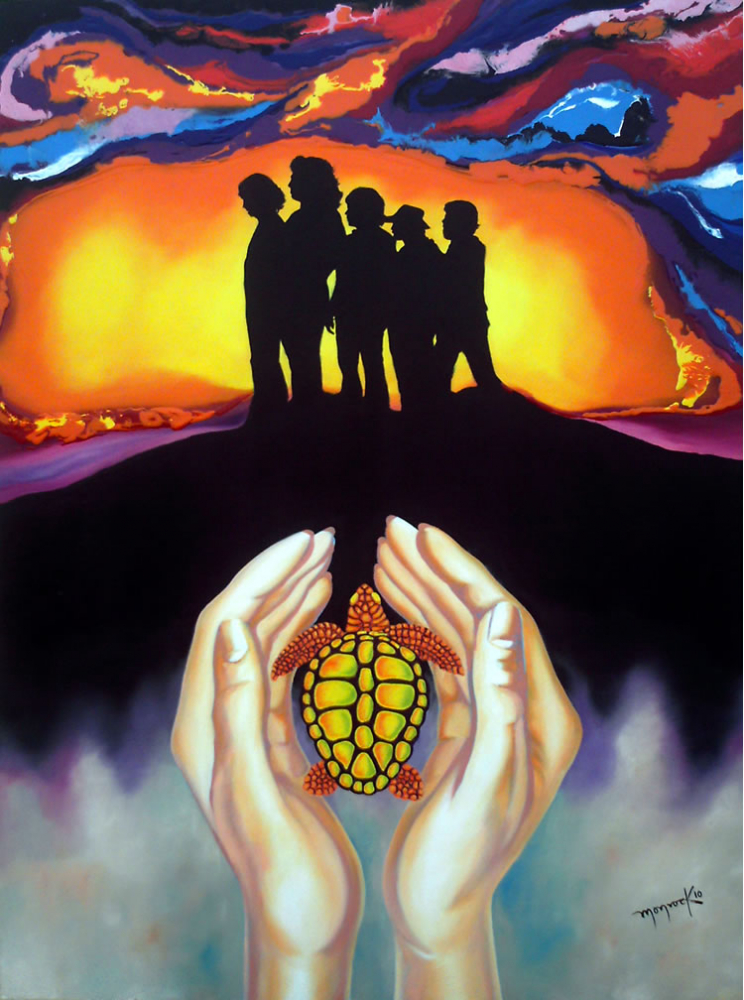 Hector Monroy "The Turtles" 24x32 Original Oil Painting on Masonite (PA ...