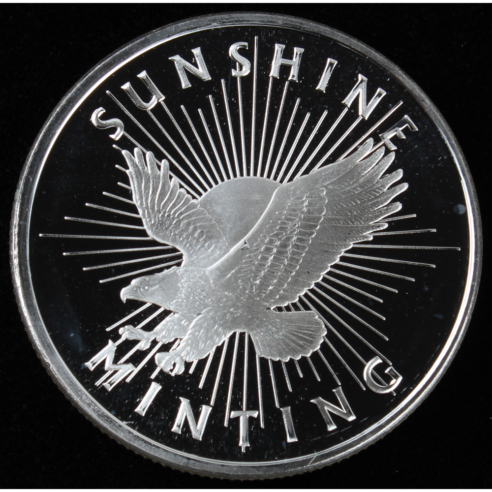 Sunshine Minting .999 One Troy Ounce Fine Silver Bullion Round ...