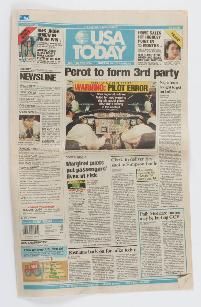 Andruw Jones Signed 1995 "USA Today" Newspaper (Palm Beach Hologram ...