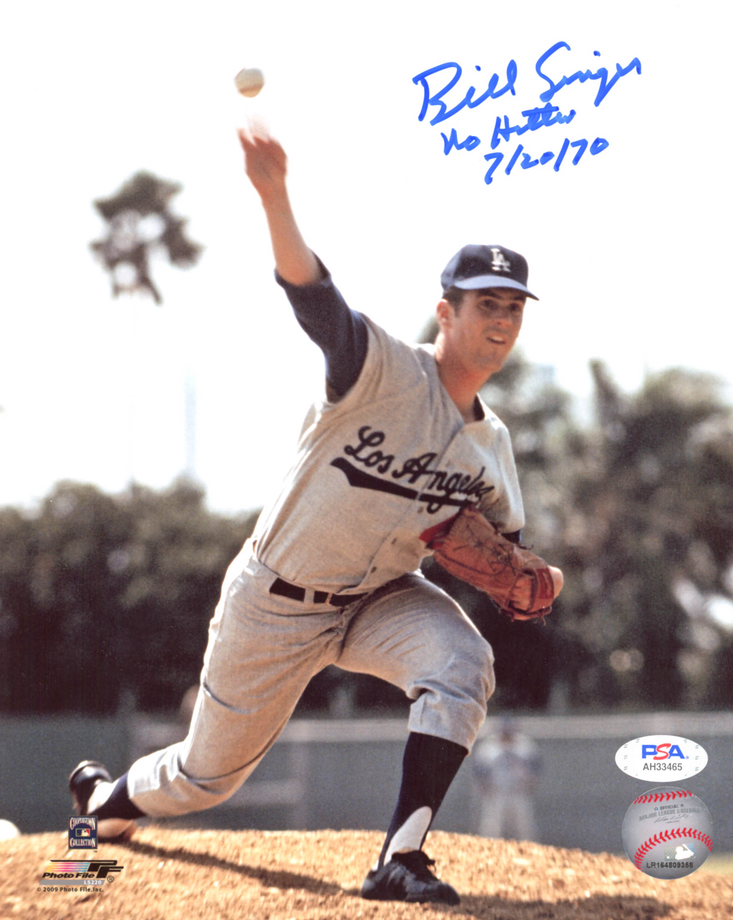 Bill Singer Signed Dodgers 8x10 Photo Inscribed "No Hitter 7/20/70 ...