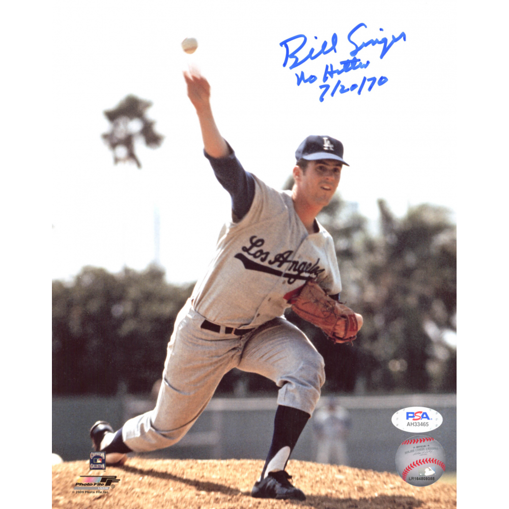 Bill Singer Signed Dodgers 8x10 Photo Inscribed "No Hitter 7/20/70 ...