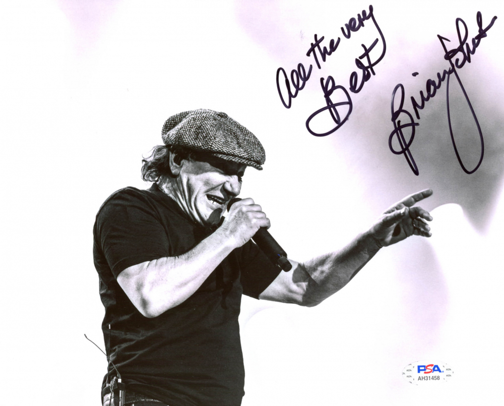 Brian Johnson Signed 8x10 Photo Inscribed "All The Very Best" (PSA COA ...