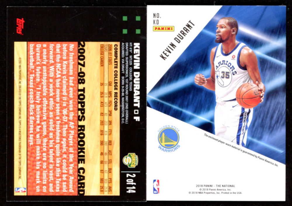 Lot of (2) Kevin Durant Cards with 2018 Panini National Convention ...