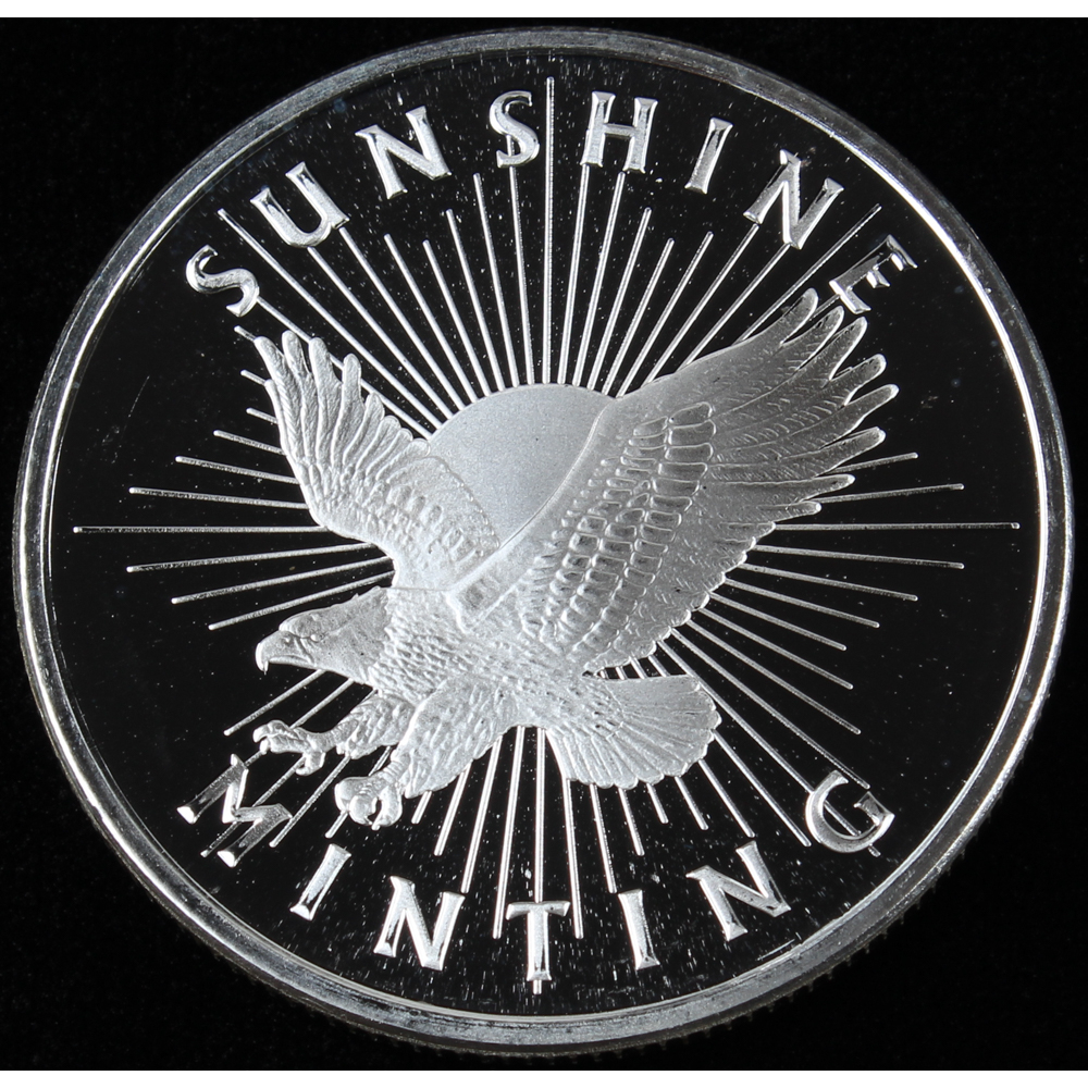 Sunshine Minting .999 One Troy Ounce Fine Silver Bullion Round ...