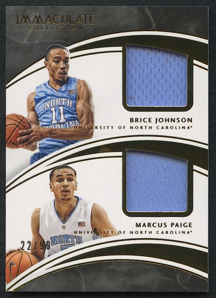 Brice Johnson / Marcus Paige 2016 Immaculate Collegiate #10 Collegiate ...