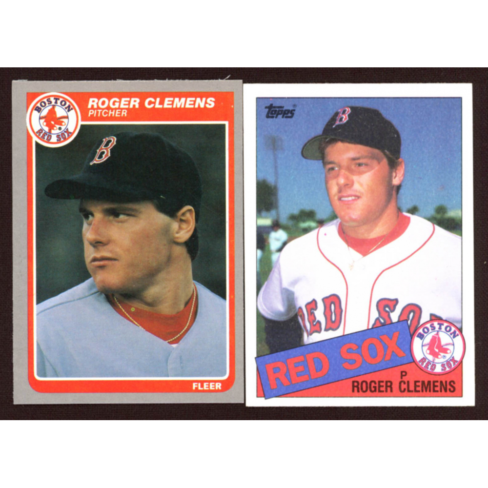 Lot of (2) Roger Clemens Baseball Cards with 1985 Fleer #155 RC & 1985 ...