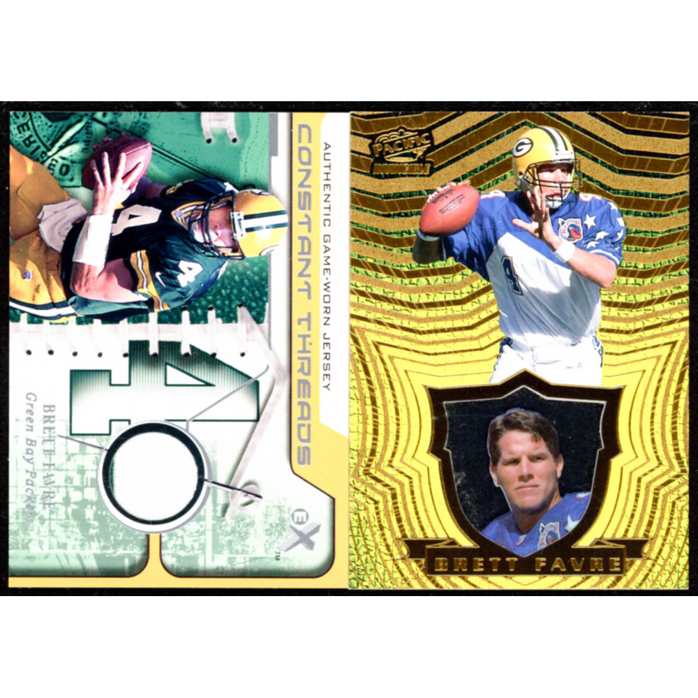 Lot of (2) Brett Favre Cards with 2001 E-X Constant Threads #7 & 1997 ...