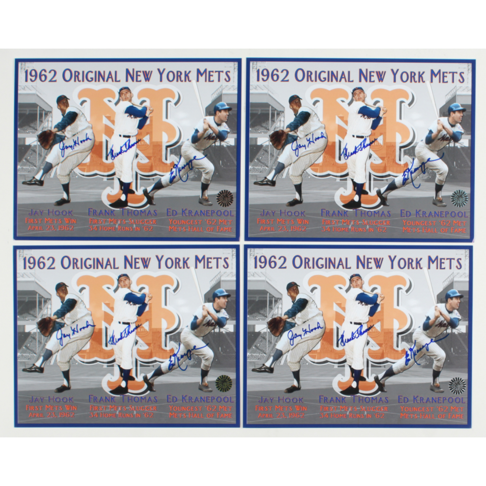 Lot of (4) Jay Hook, Ed Kranepool & Frank Thomas Signed "1962 Original ...