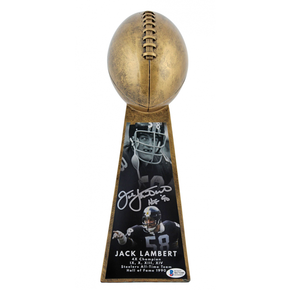 Jack Lambert Signed 15” Football Championship Trophy Inscribed "HOF 90 ...