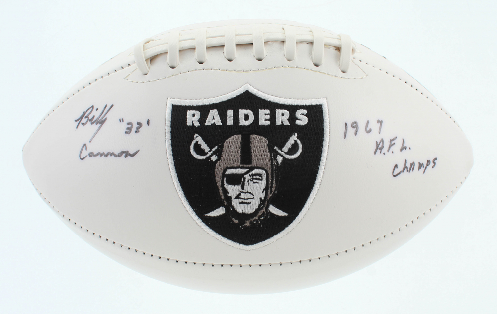 Billy Cannon Signed Raiders Logo Football Inscribed "1967 A.F.L. Champs ...