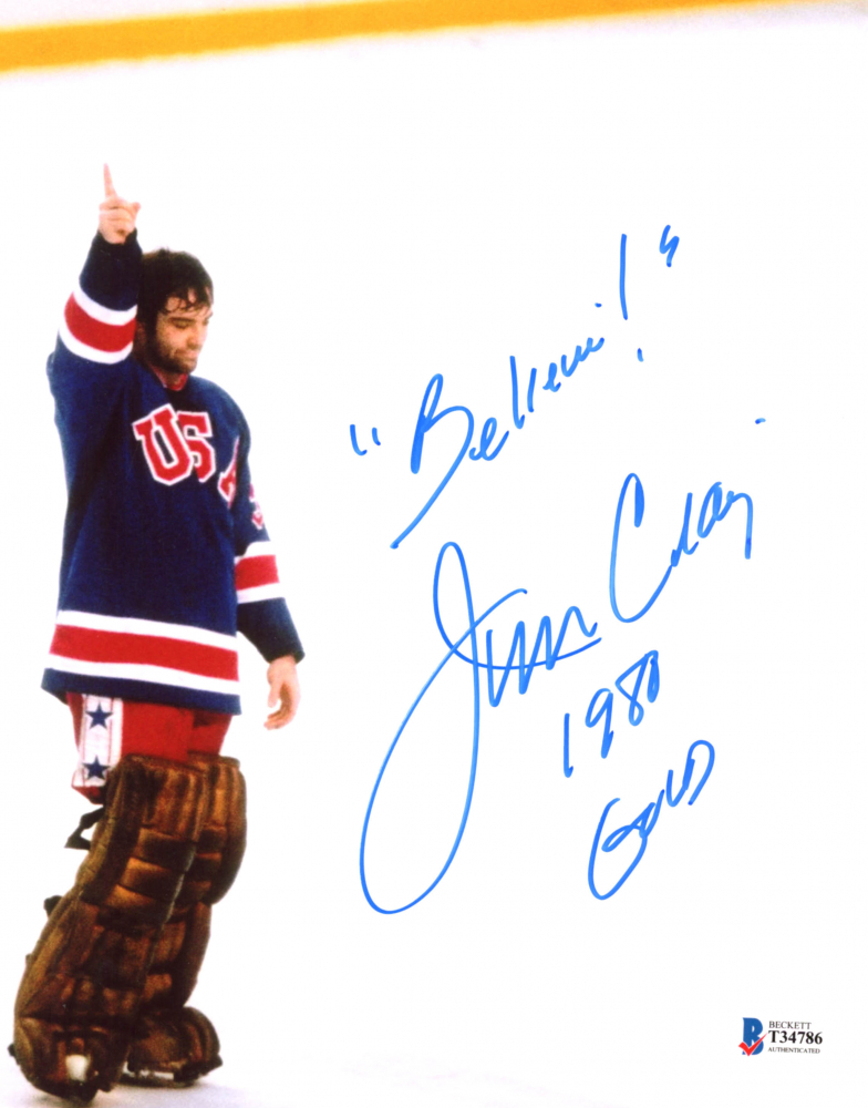 Jim Craig Signed Team USA 8x10 Photo Inscribed "Believe" & "1980 Gold ...
