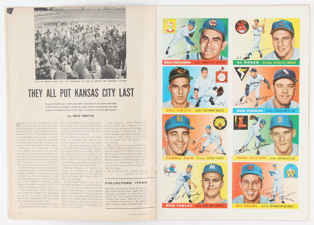 Vintage 1955 Sports Illustrated Magazine With Uncut Topps Card Sheet ...