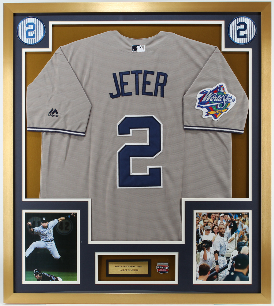 Derek Jeter 32x36 Custom Framed Jersey Display with Hall Of Fame ...