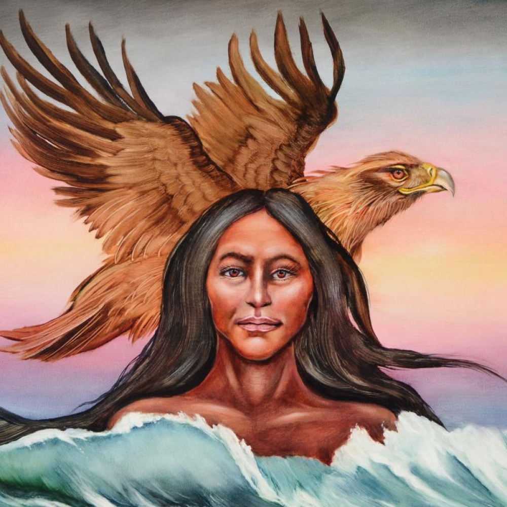 Martin Katon Signed "Tongva Angel" 36x36 Original Oil Painting on ...