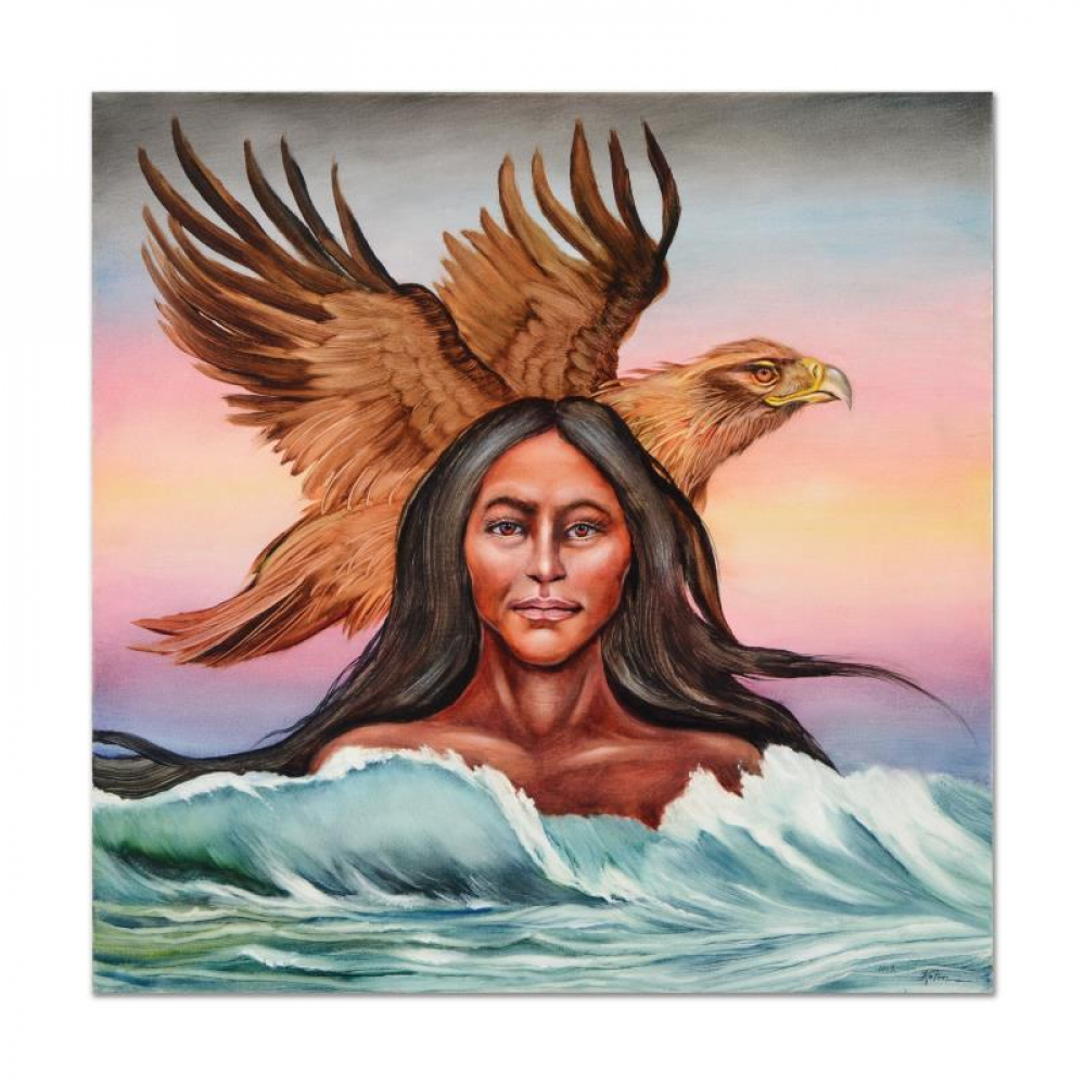 Martin Katon Signed "Tongva Angel" 36x36 Original Oil Painting on ...