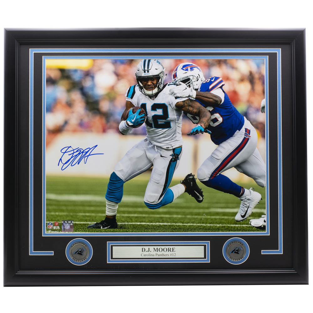 D.J. Moore Signed Panthers 22x27 Custom Framed Photo Display (JSA COA ...