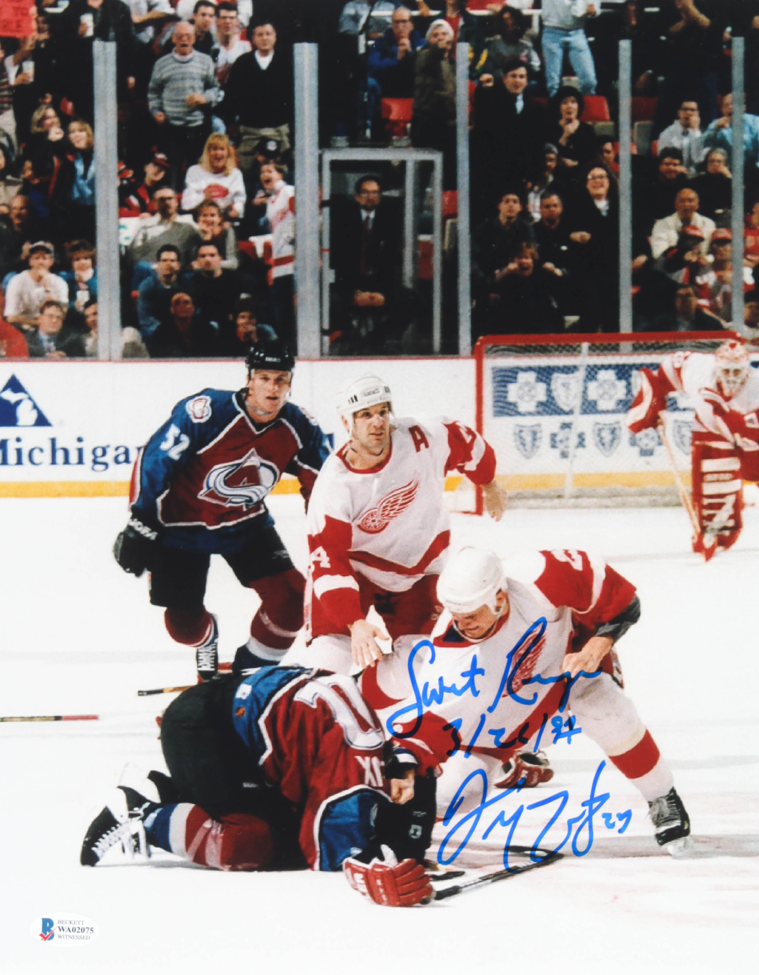 Darren McCarty Signed Red Wings 11x14 Photo Inscribed "Sweet Revenge ...